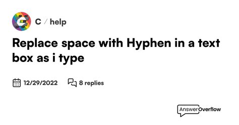 Replace Space With Hyphen In A Text Box As I Type C