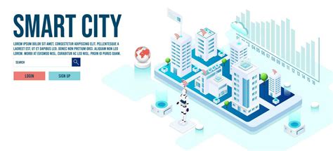 3d Isometric Smart City Concept With Smart Services Internet Of Things Network Public Park