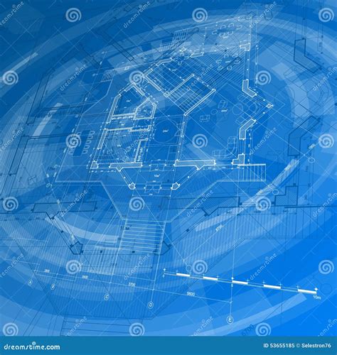 Architecture Design Blueprint House Plan Stock Vector Illustration