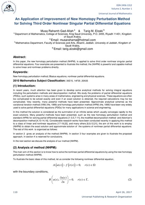 Pdf An Application Of Improvement Of New Homotopy Perturbation Method