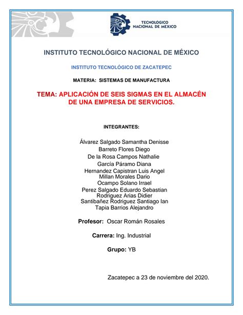 Solution Proyecto Aplicaci N De Seis Sigmas En El Almac N De Una