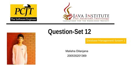 Question Set 12 1st Year Database Management System 01 Java Institute Malisha Dilanjana