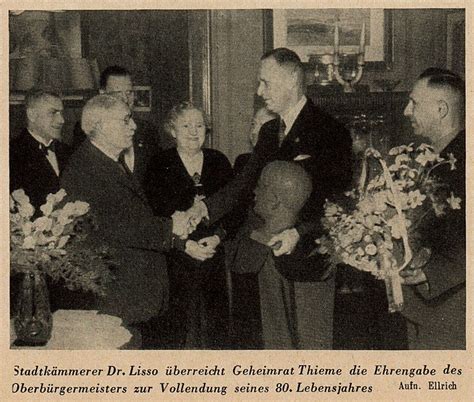 Kurt Lisso Representing The City Of Leipzig Honors Clemens Thieme On The Occasion Of His 80th