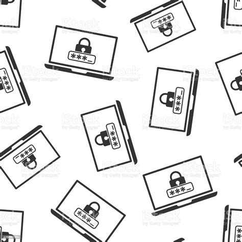 Laptop With Password Icon In Flat Style Computer Access Vector Illustration On White Isolated