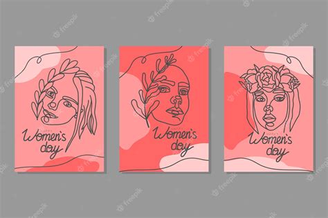 Premium Vector Vector Cards With Illustrations With Women Faces