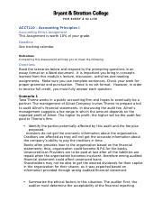 Accounting Ethics Assignment 2 Docx ACCT110 Accounting Principles