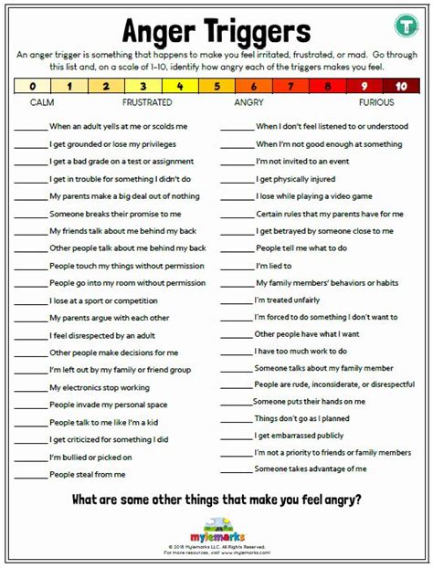 Identify Anxiety Triggers Worksheet