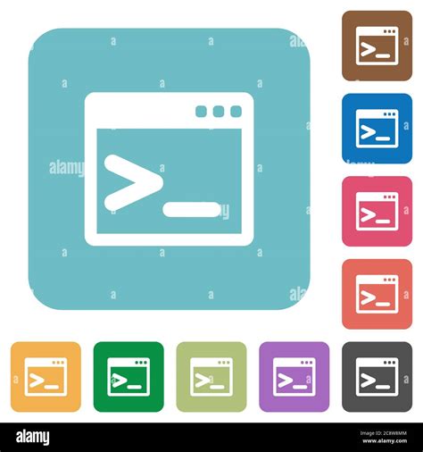 Flat Command Prompt Icons On Rounded Square Color Backgrounds Stock