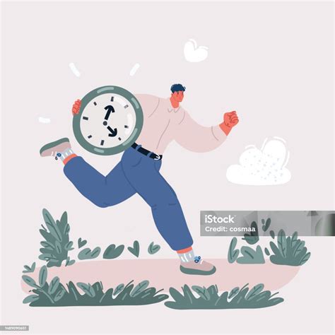 큰 시계를 손에 들고 달리는 벡터 여자 개념 시간 부족 매우 바쁘다 개념에 대한 스톡 벡터 아트 및 기타 이미지 개념 개념과 주제 과로 Istock