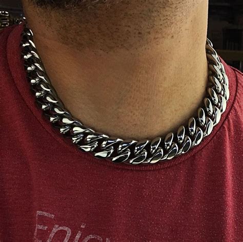 Silver 316l Stainless Steel 18 X 18mm Cuban Chain Necklace Chain