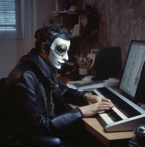 Premium Photo A Man In A Mask Is Typing On A Keyboard