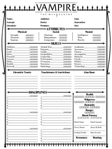 Fillable Vampire The Masquerade Character Sheet Fillable Form