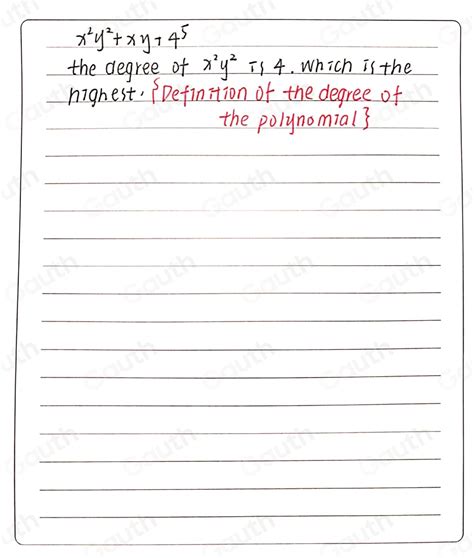 Solved The Degree Of The Polynomial X 2y 2 Xy 4 5 Is ☆5 ☆ 2 2 34