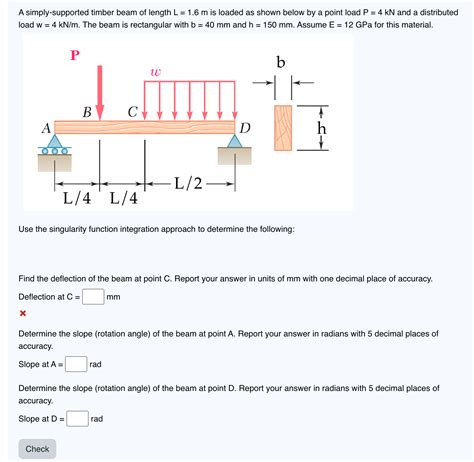 Solved A Simply Supported Timber Beam Of Length L16 M Is