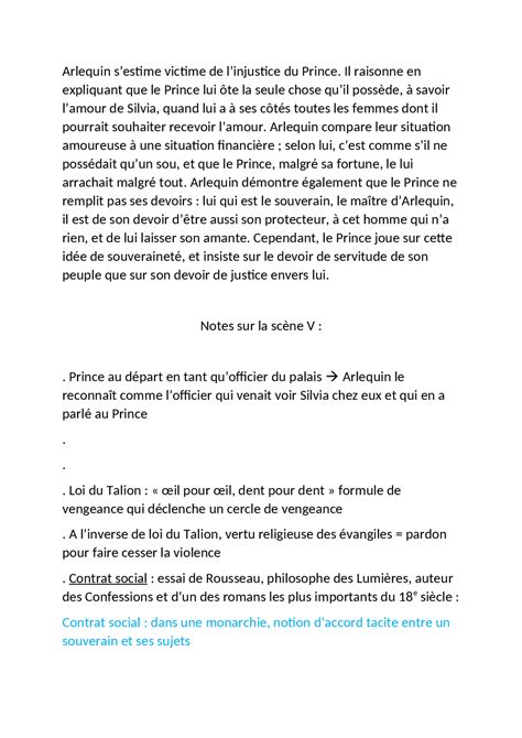 Arlequin Et Le Prince Lectures Langue Française Docsity