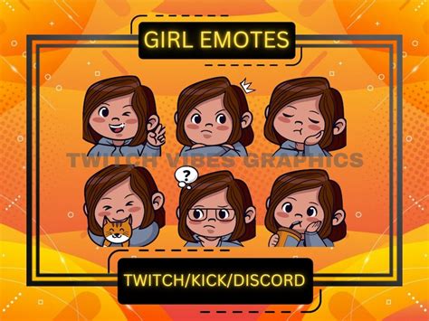 Twitch Emote Hype Chibi Chubby Girl Discord Brown Hair Facial Emotes