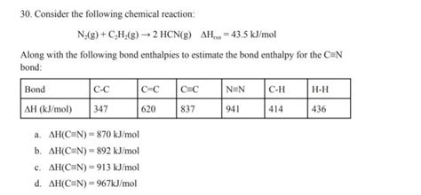 Solved 30 Consider The Following Chemical Reaction N2