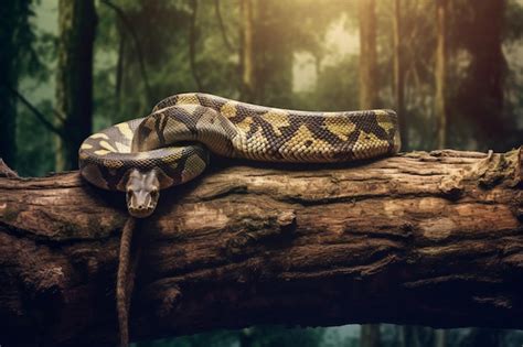Premium Ai Image Reticulated Python On The Tree With Ai Generated