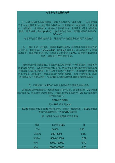 电导率与含盐量的关系
