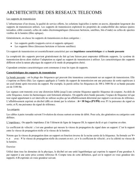 Architechture Des Reseaux Telecoms