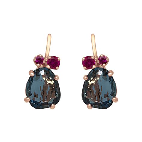 Orecchini In Oro Rosa E Con Topazio Blu E Zaffiri Rosa POMELLATO Luxury Zone