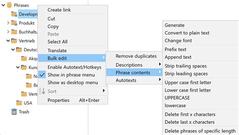 PhraseExpress Bulk Editing