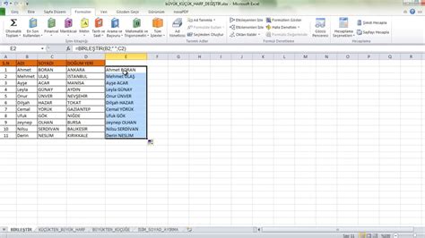 Excel Ad Soyad Birleştirme Youtube