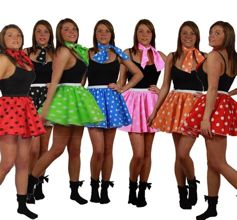Ladies 15 Polka Dot Full Circle Fancy Dress 60s 70s Roller Girl Skater