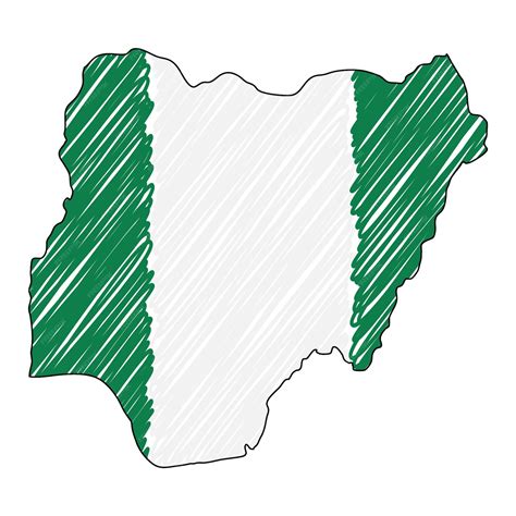 Nigeria Carte Croquis Dessinés à La Main Vector Concept Illustration