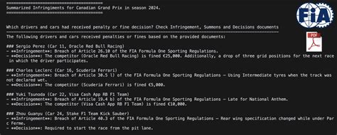 test using llms to query information from f1 fia pdf documents with code