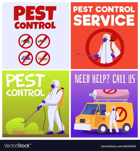 Pest Control Service Advertising Posters Set Vector Image