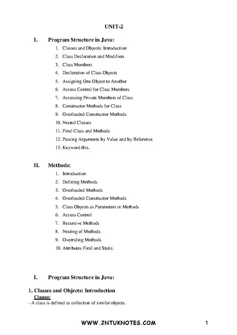 Java Unit 2 Comprehensive Notes On Classes Objects And Methods