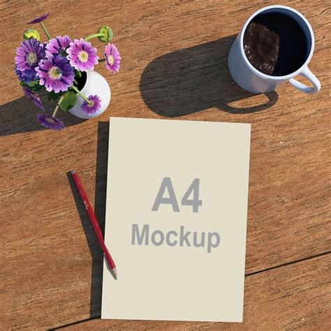 Premium Psd A4 Size Psd Template In Wood Table