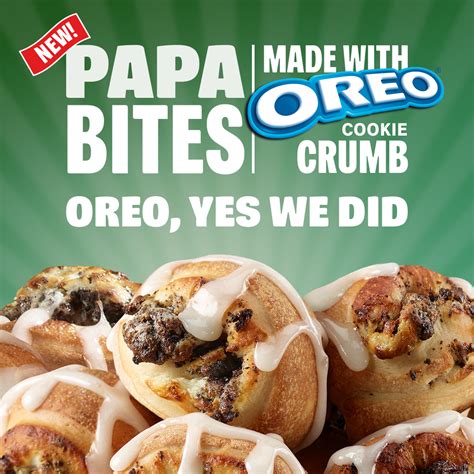 Papa Bites Made With Oreo® Crumb 🌑 Papa Johns Pizza Facebook