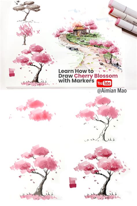 Easy Cherry Blossom Marker Tutorial