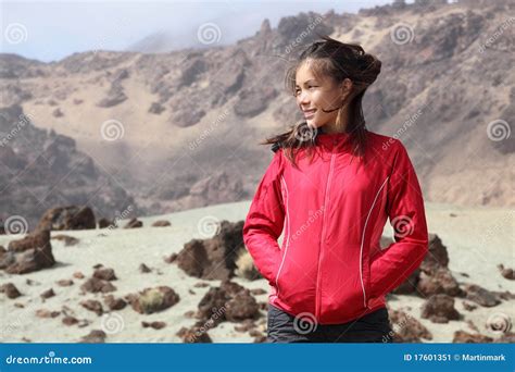 Hiking Girl Hiker In Volcanic Lanscape Stock Image Image Of Holidays
