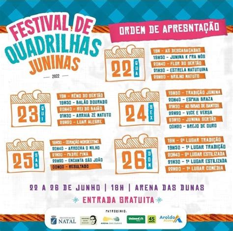 Festival De Quadrilhas Juninas Inicia Nesta Quarta Feira Na Arena Das