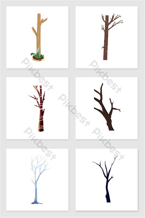 Drawing Dry Tree Trunk Set Illustration Elements Illustration PSD Free Download Pikbest