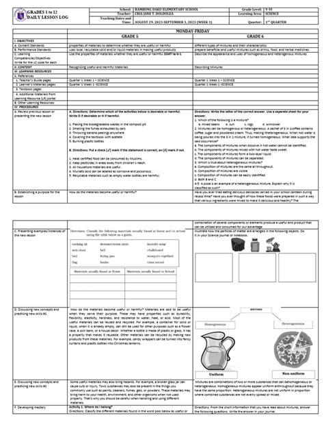 Q1 Multi Dll Science Week 1 Pdf Mixture Homogeneity And Heterogeneity