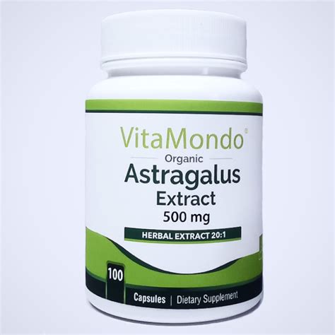 Organic Astragalus Supplement 100 Caps X 500 Mg Immune System