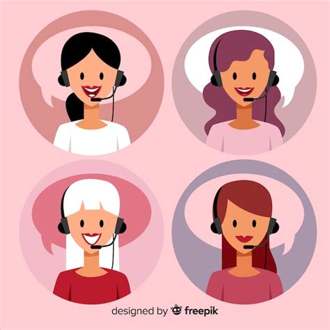 Pacote de avatar do call center plano Vetor Grátis