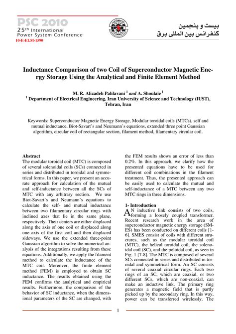 Pdf Inductance Comparison Of Two Coil Of Superconductor Magnetic Energy Storage Using The