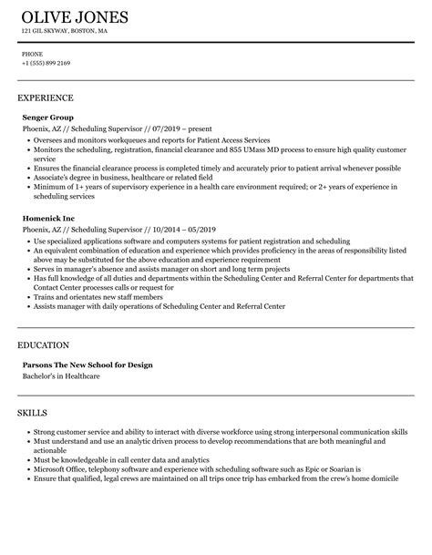 Scheduling Supervisor Resume Samples Velvet Jobs