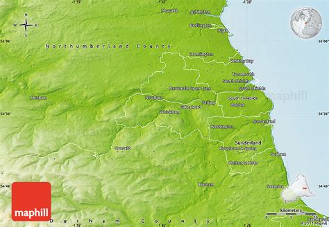 Physical Map Of Gateshead
