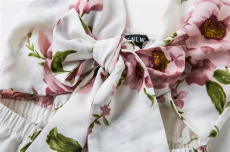 White Floral Print Chiffon Spaghetti Strap Tie Front Accent Plunge V