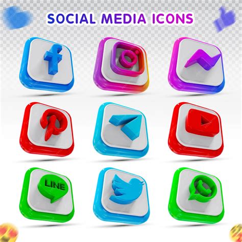 Premium Psd Social Media Icons 3d Set Logo With Facebook Instagram