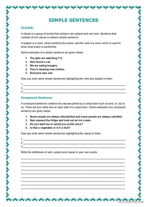 9 Simple Sentence And Compound Sentence English Esl Workshee