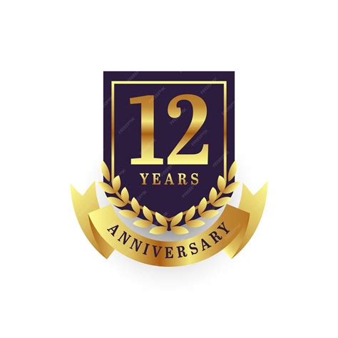 Diseño De Logotipo De Emblema De Oro De Aniversario De 12 Años Vector
