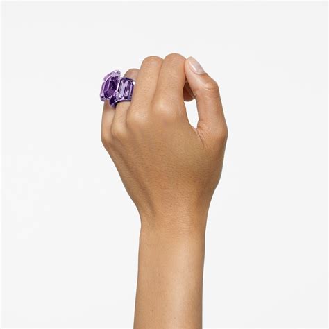 Swarovski Lucent Cocktail Ring Octagon Cut Purple Women Violet