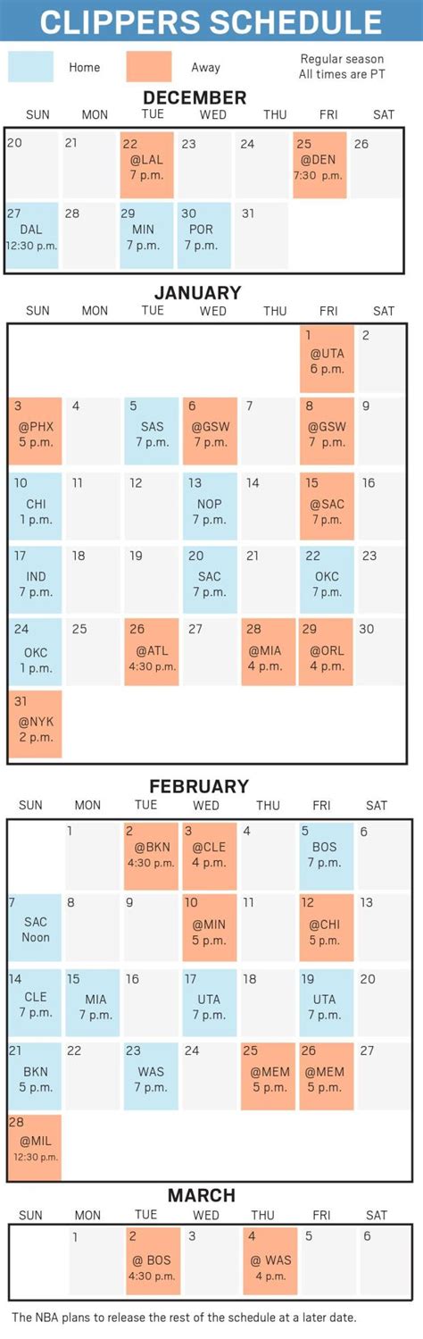 Clippers 2020 21 Regular Season Schedule Daily News